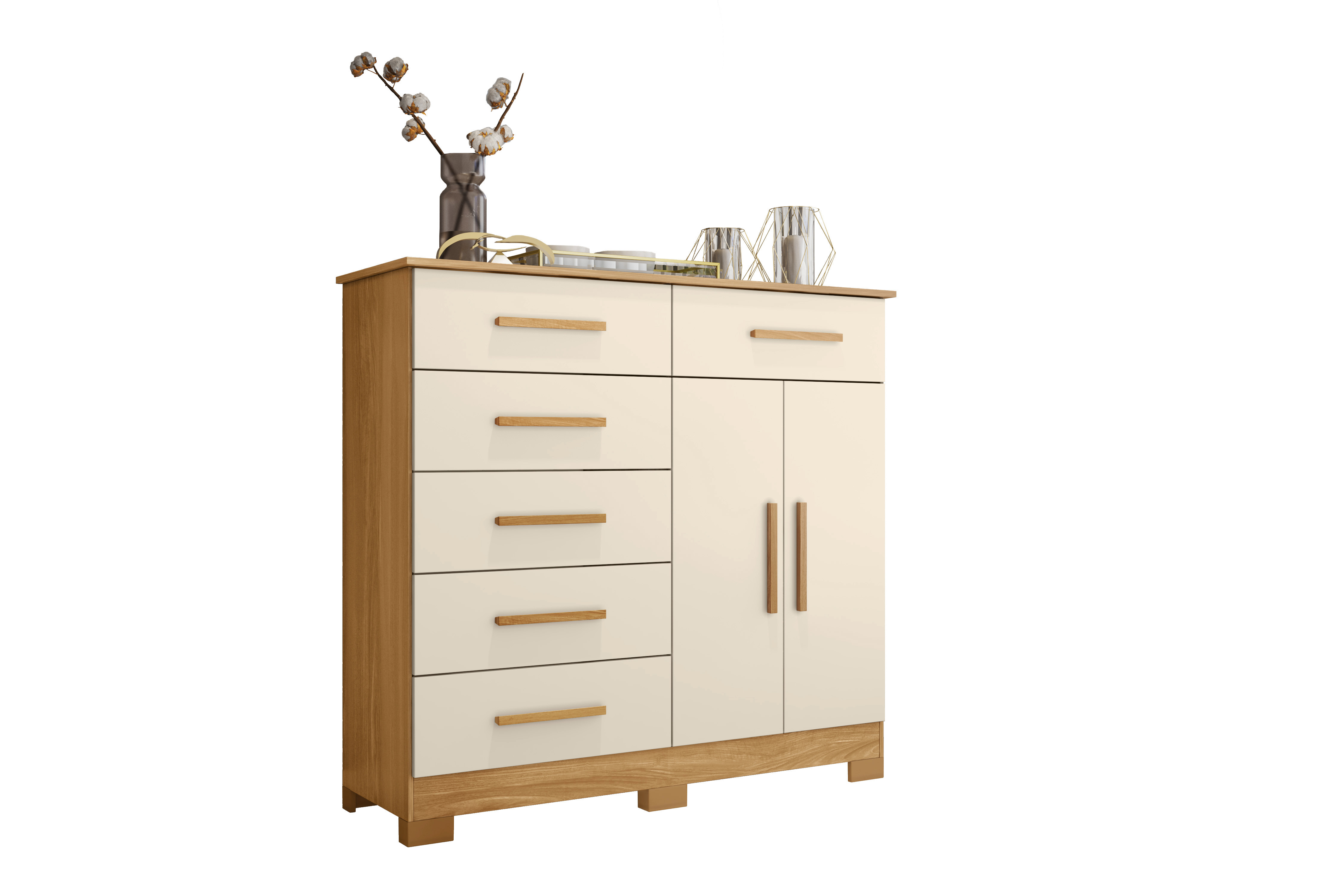 Cómoda Celmira B - Natural con blanco